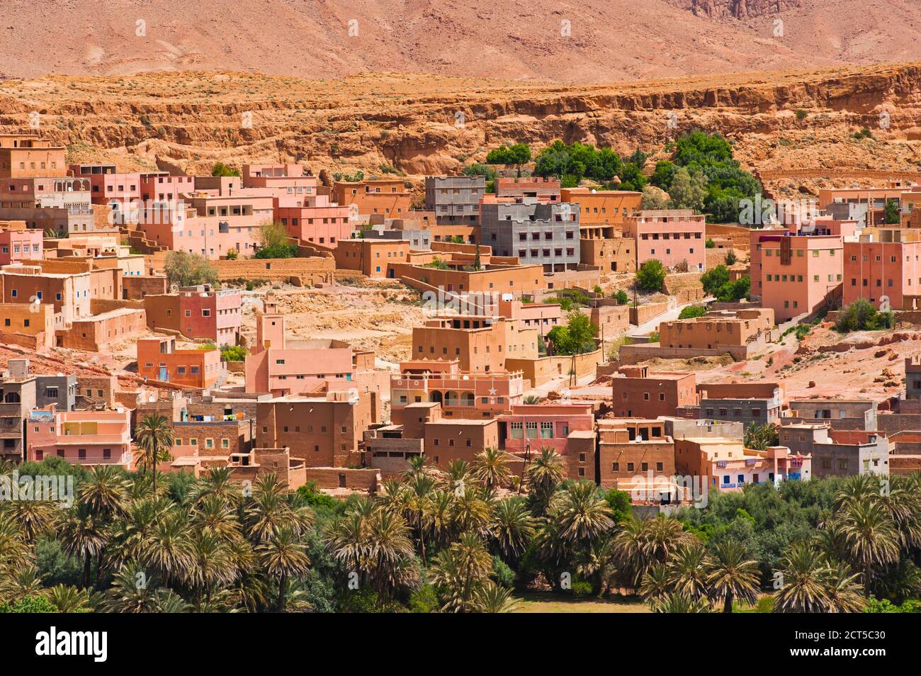 Typical remote Moroccan desert town on the road to Todra Gorge, Morocco ...