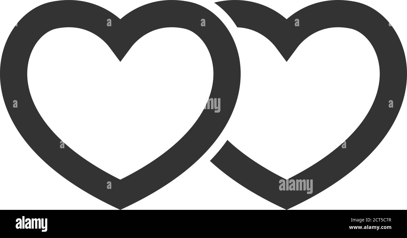Heart shape icon in thick outline style. Black and white monochrome ...