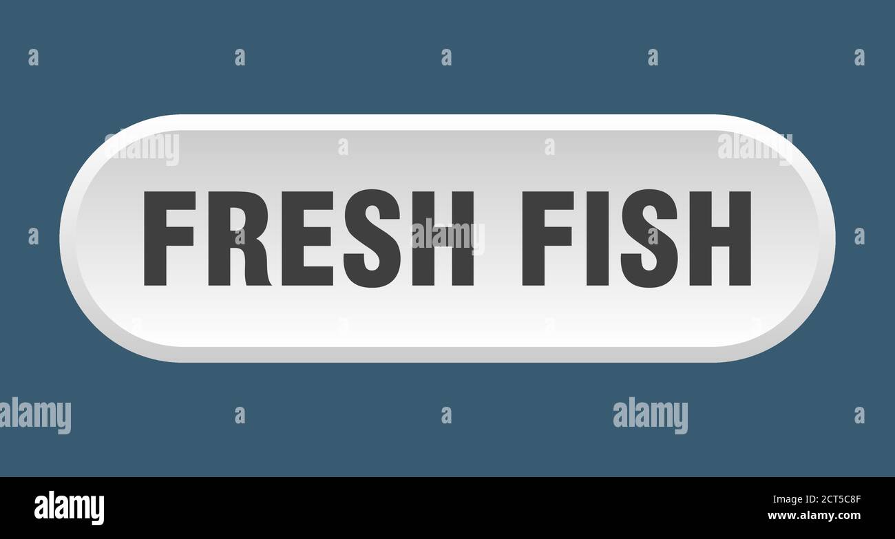 fresh fish button. rounded sign isolated on white background Stock ...