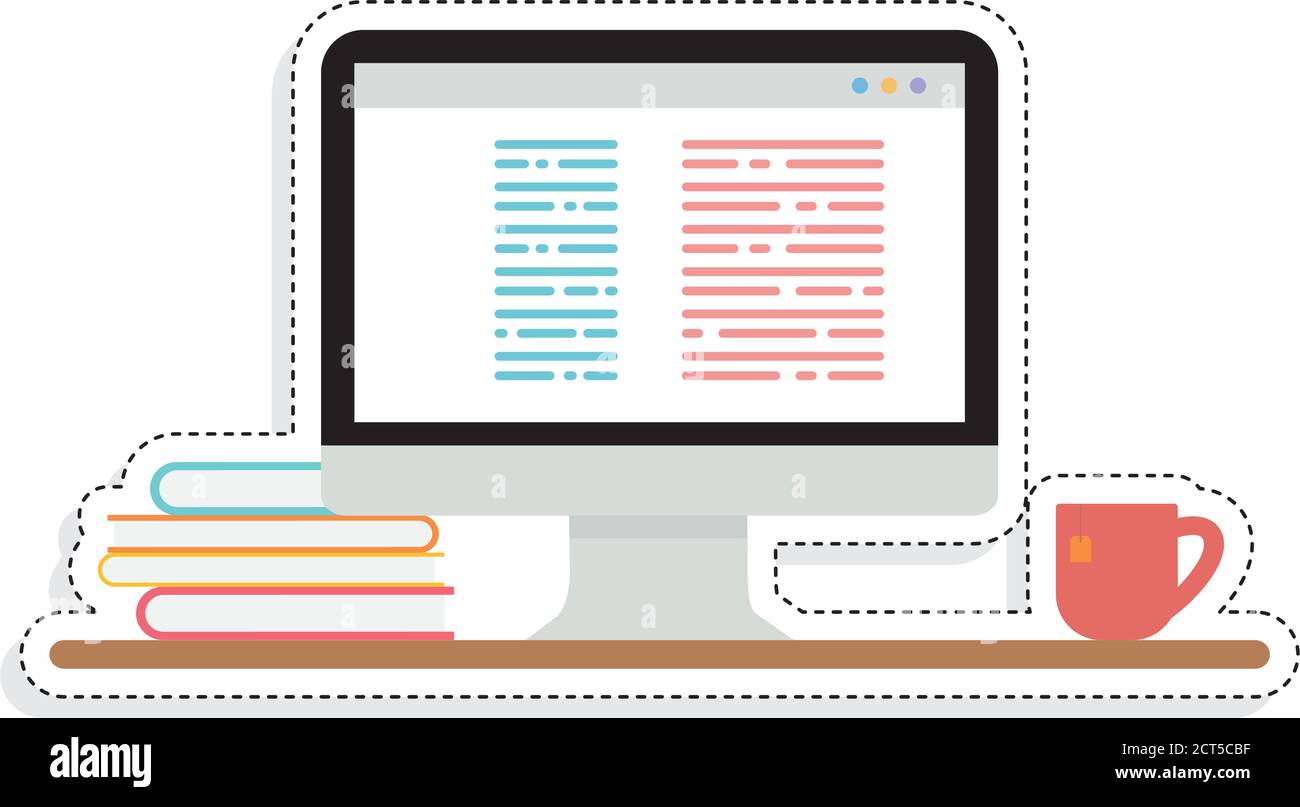 Isolated workstation or home study - Vector illustration Stock Vector ...