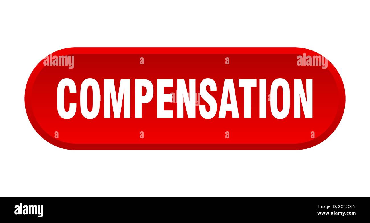 compensation button. rounded sign isolated on white background Stock ...