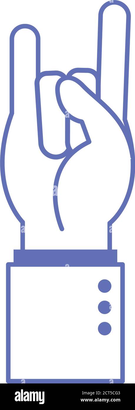 rock hand sign language line and fill style icon vector design Stock ...