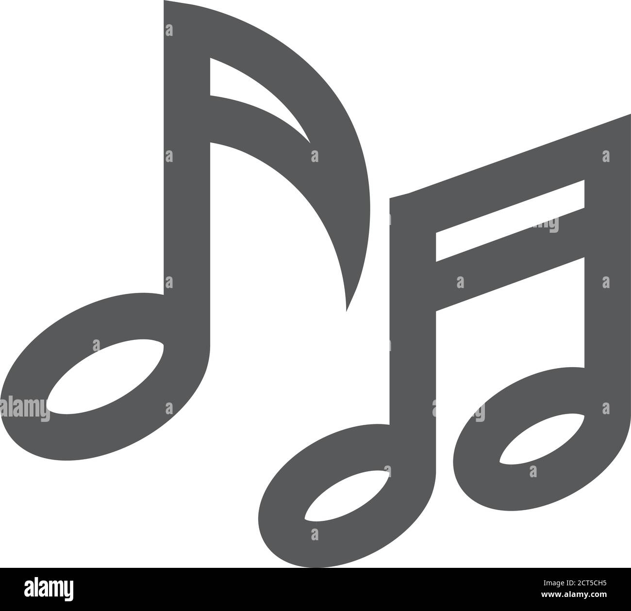 Music notes icon in thick outline style. Black and white monochrome ...