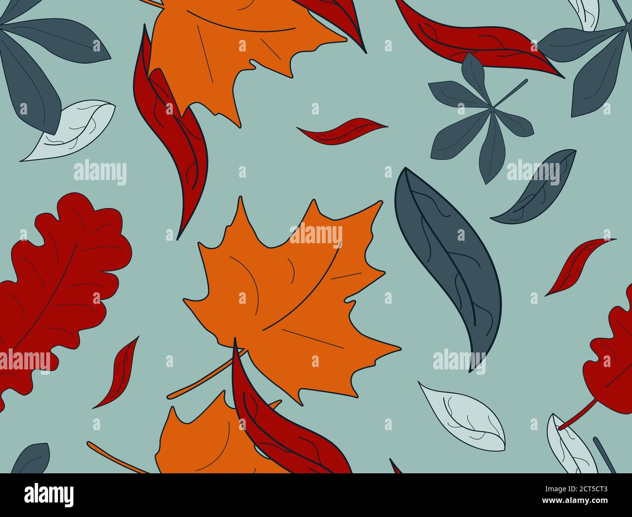 Autumn leaves seamless pattern. Falling leaves, leaf fall. Oak and ...
