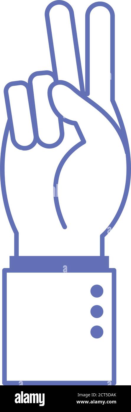 v hand sign language line and fill style icon vector design Stock ...