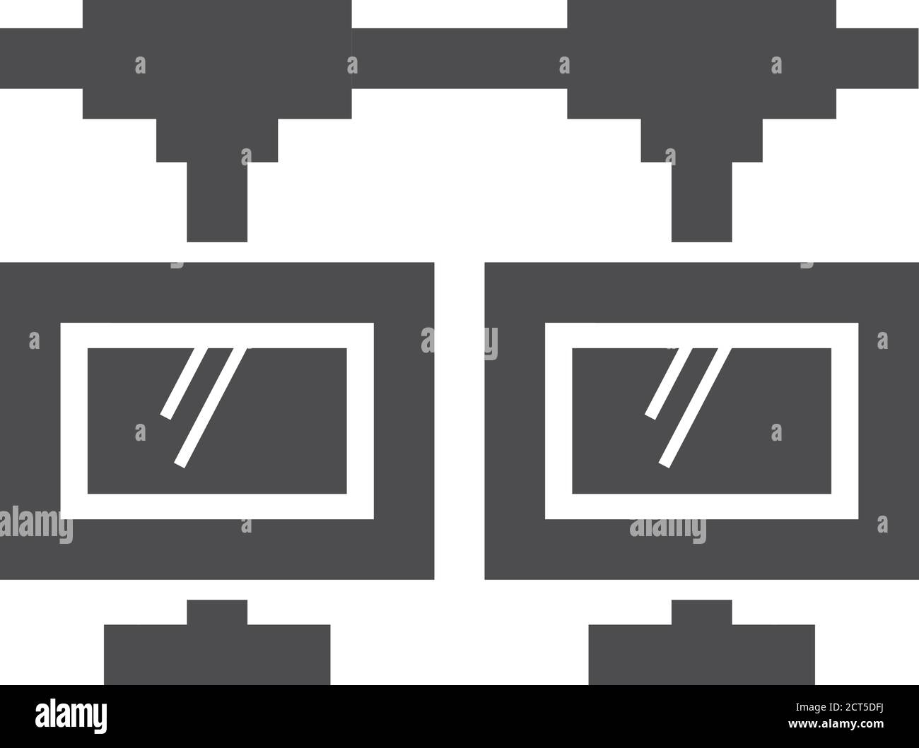 Computer network icon in thick outline style. Black and white ...