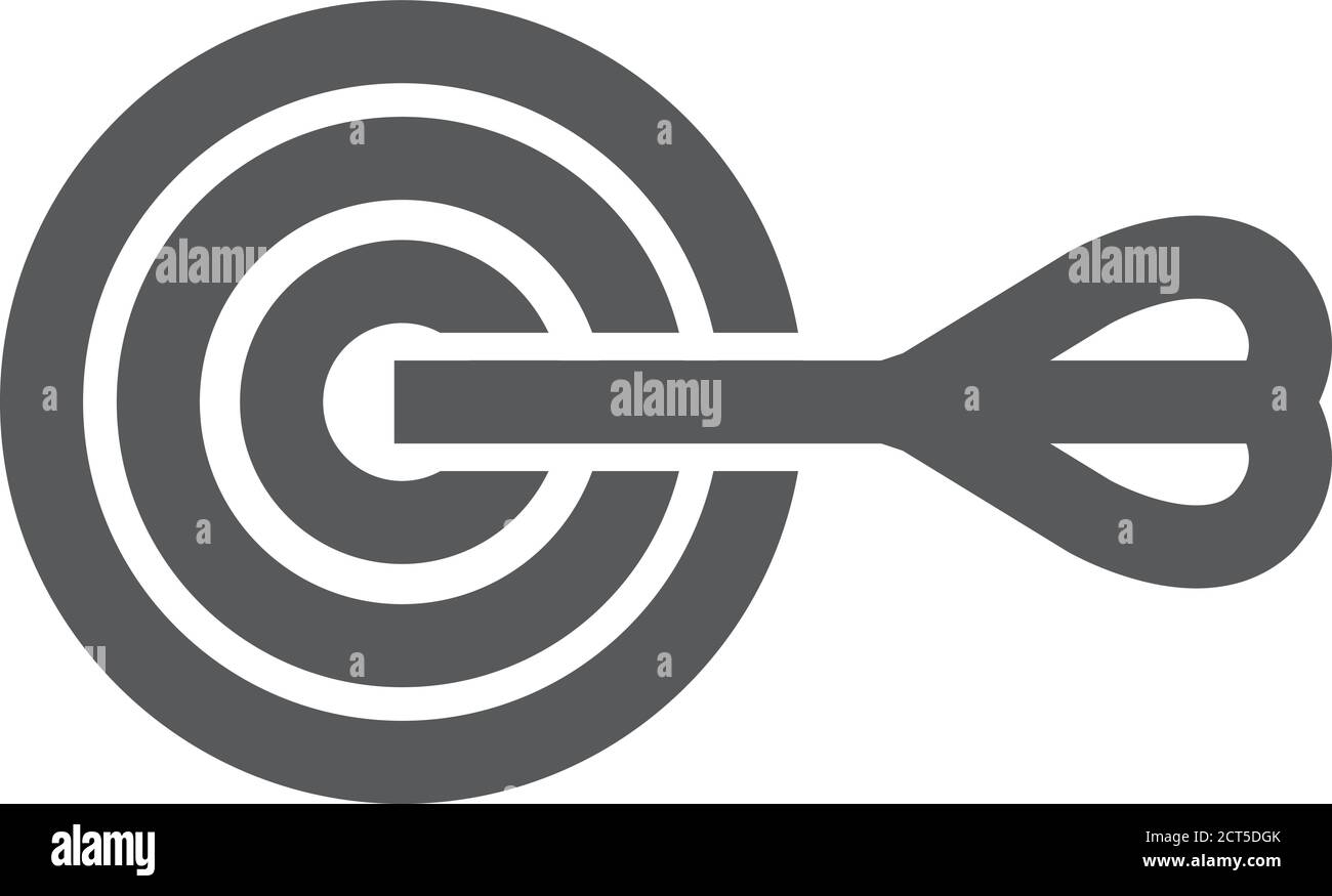 Arrow bulls eye icon in thick outline style. Black and white monochrome ...