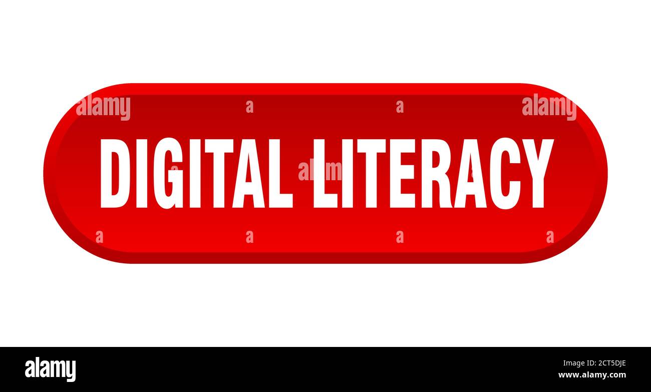 digital literacy button. rounded sign isolated on white background ...