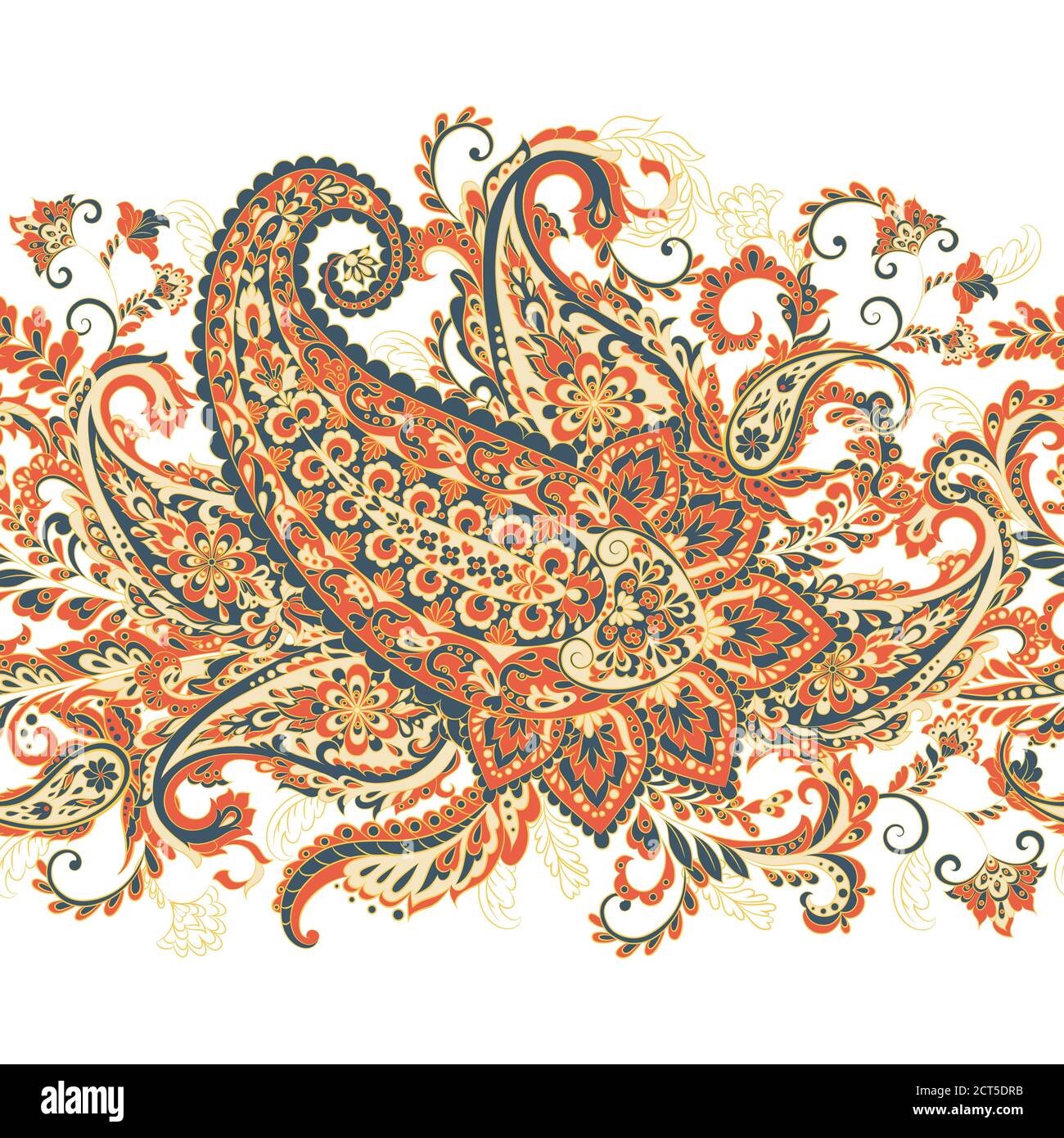 Paisley seamless border pattern. Vector ethnic ornament Stock Vector ...