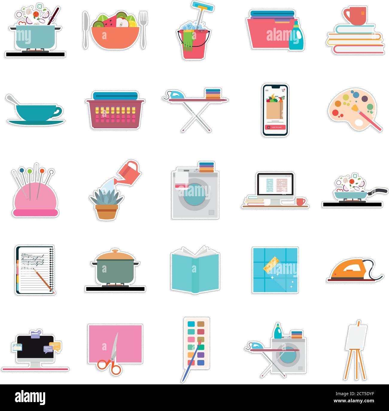 Set of housework icons. Home activities - Vector Stock Vector Image ...