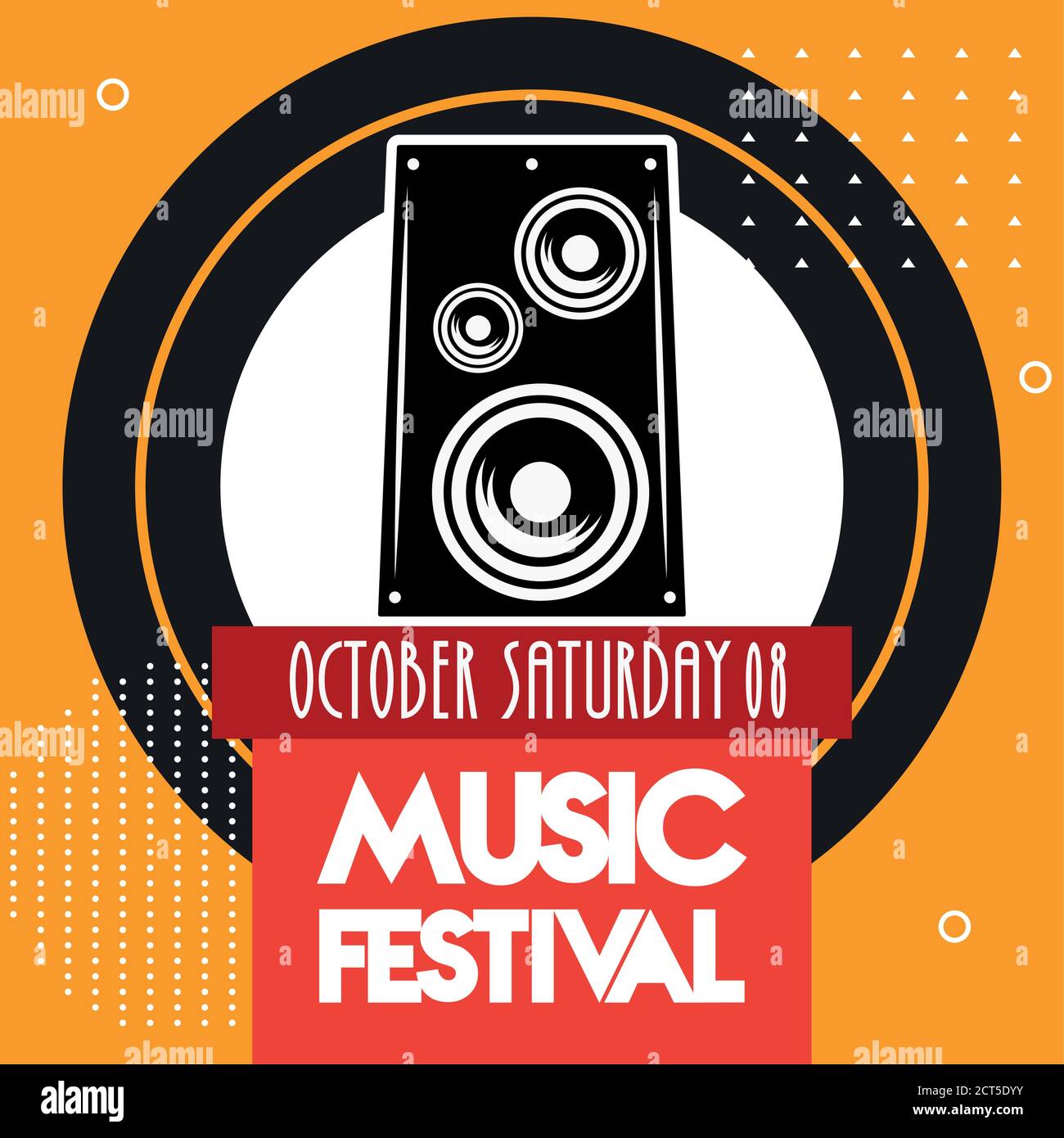 music festival poster with speaker lettering date vector illustration ...