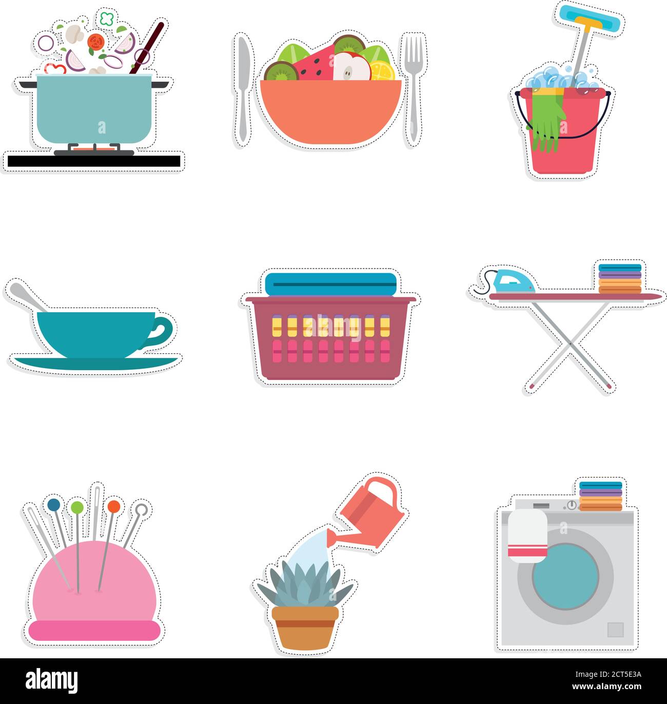 Set of housework icons. Home activities - Vector Stock Vector Image ...