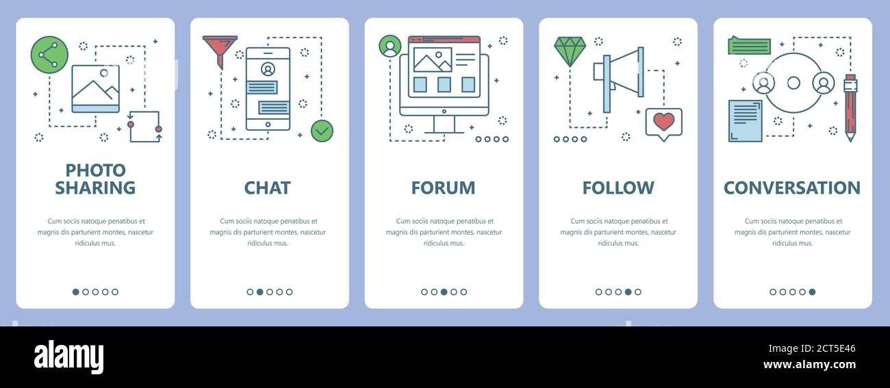 Vector thin line flat design network concept vertical banners Stock ...