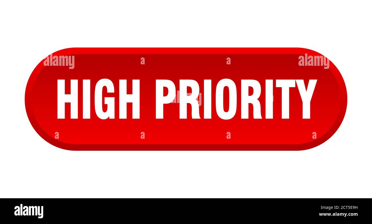 high priority button. rounded sign isolated on white background Stock ...