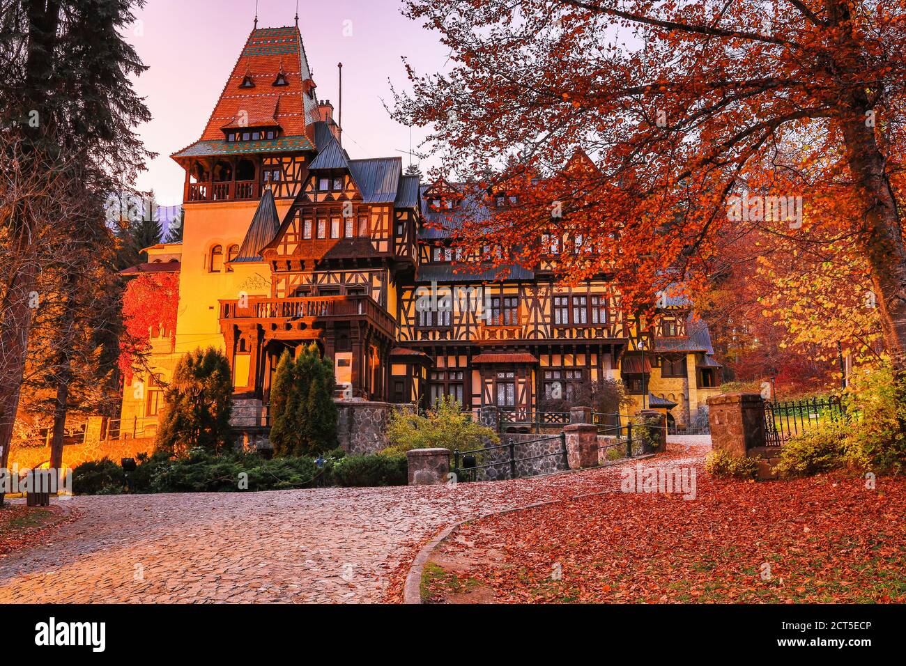 Pelisor castle, part of the Peles castle complex. Prahova County ...