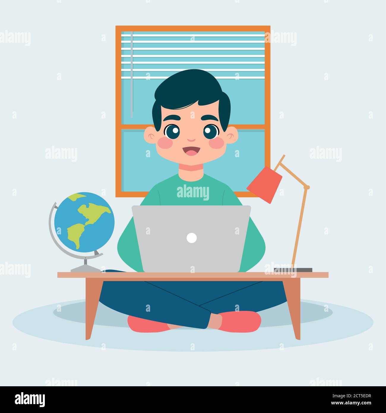 Boy studying in home. Home education - Vector Stock Vector Image & Art ...