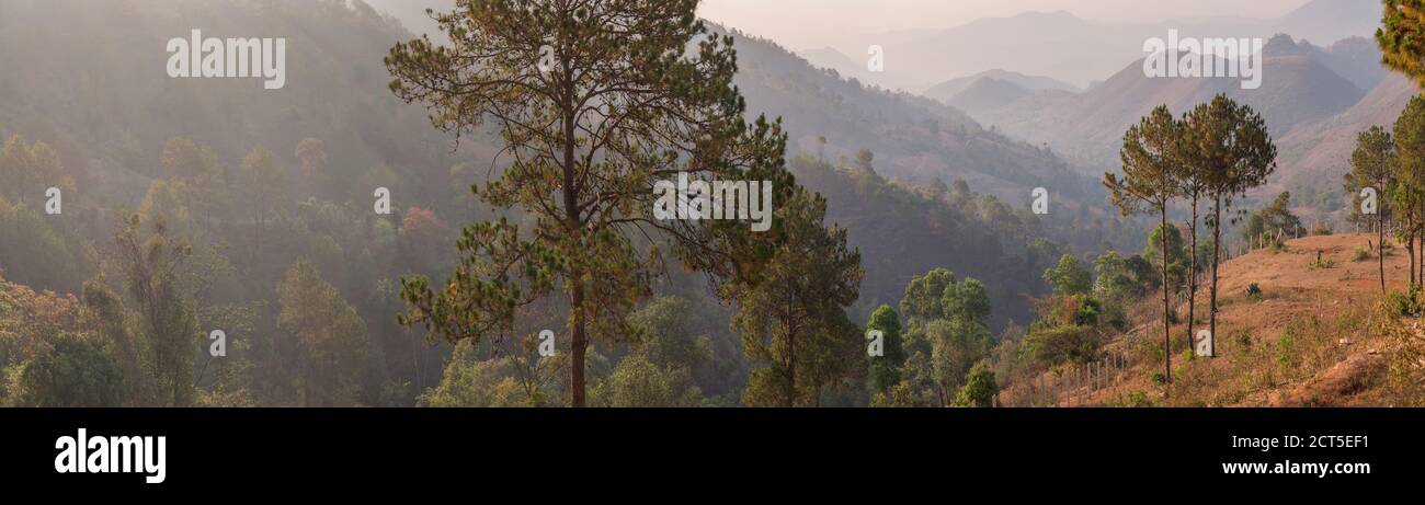 Countryside at sunrise between Inle Lake and Kalaw, a popular 2 day ...
