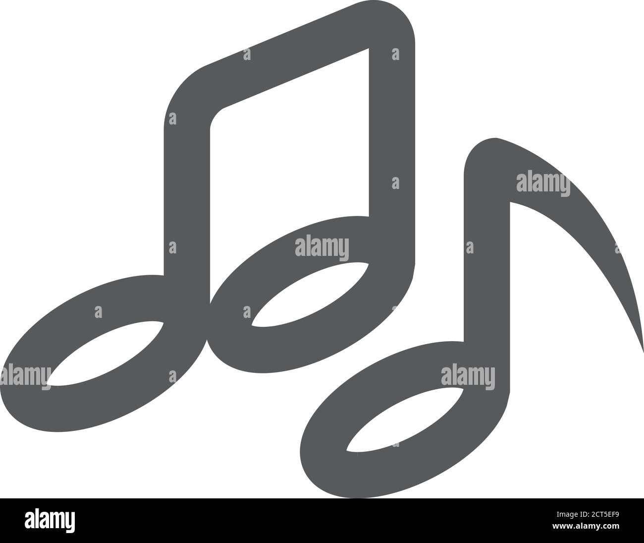 Music notes icon in thick outline style. Black and white monochrome ...