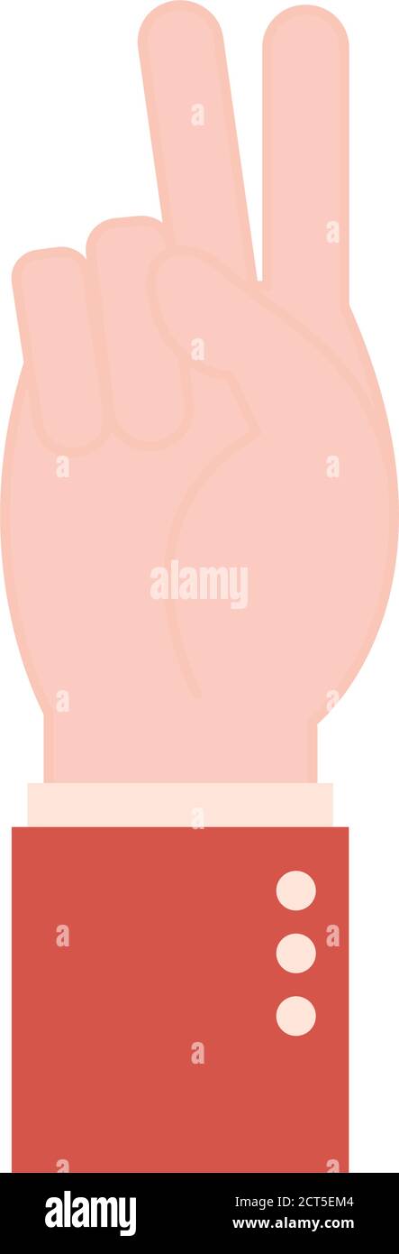 v hand sign language flat style icon vector design Stock Vector Image ...