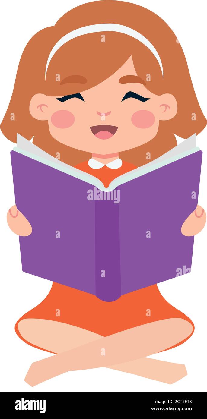 Isolated cute girl reading a book - Vector Stock Vector Image & Art - Alamy