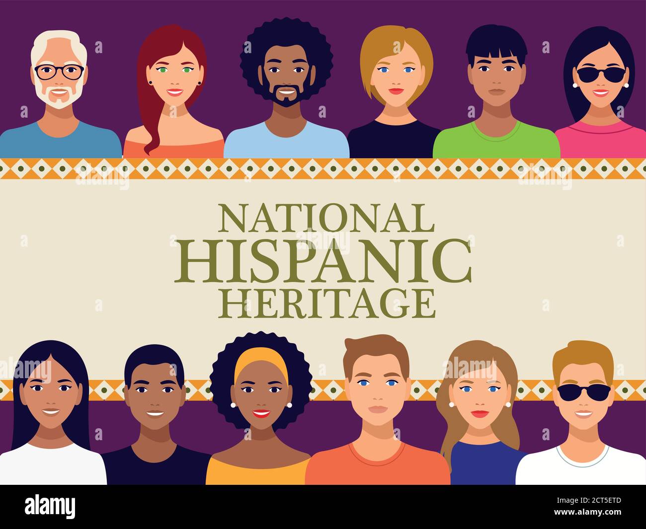 national hispanic heritage celebration lettering with team people in ...