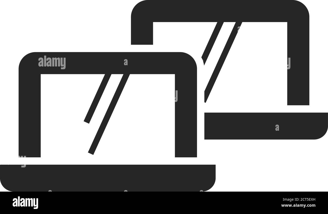 Laptops icon in thick outline style. Black and white monochrome vector ...