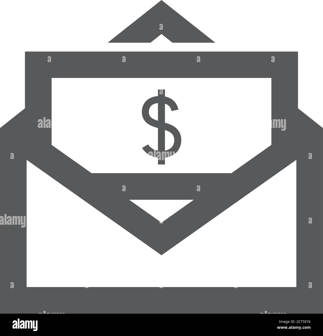 Money envelope icon in thick outline style. Black and white monochrome ...