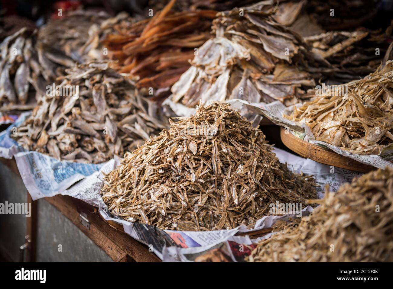 Dried fish for sale at Pyin Oo Lwin Market, Myanmar (Burma Stock Photo ...