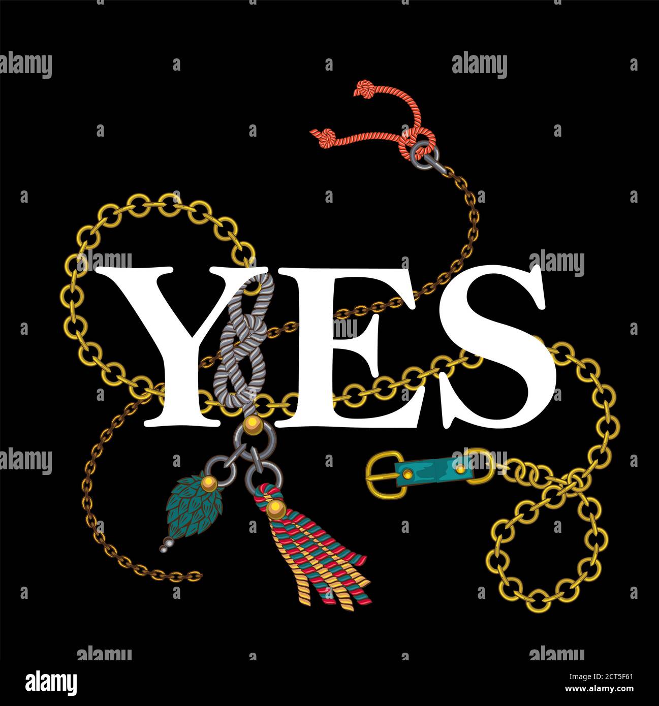 belts, shoelaces, and chains wrap around the words Stock Vector Image ...