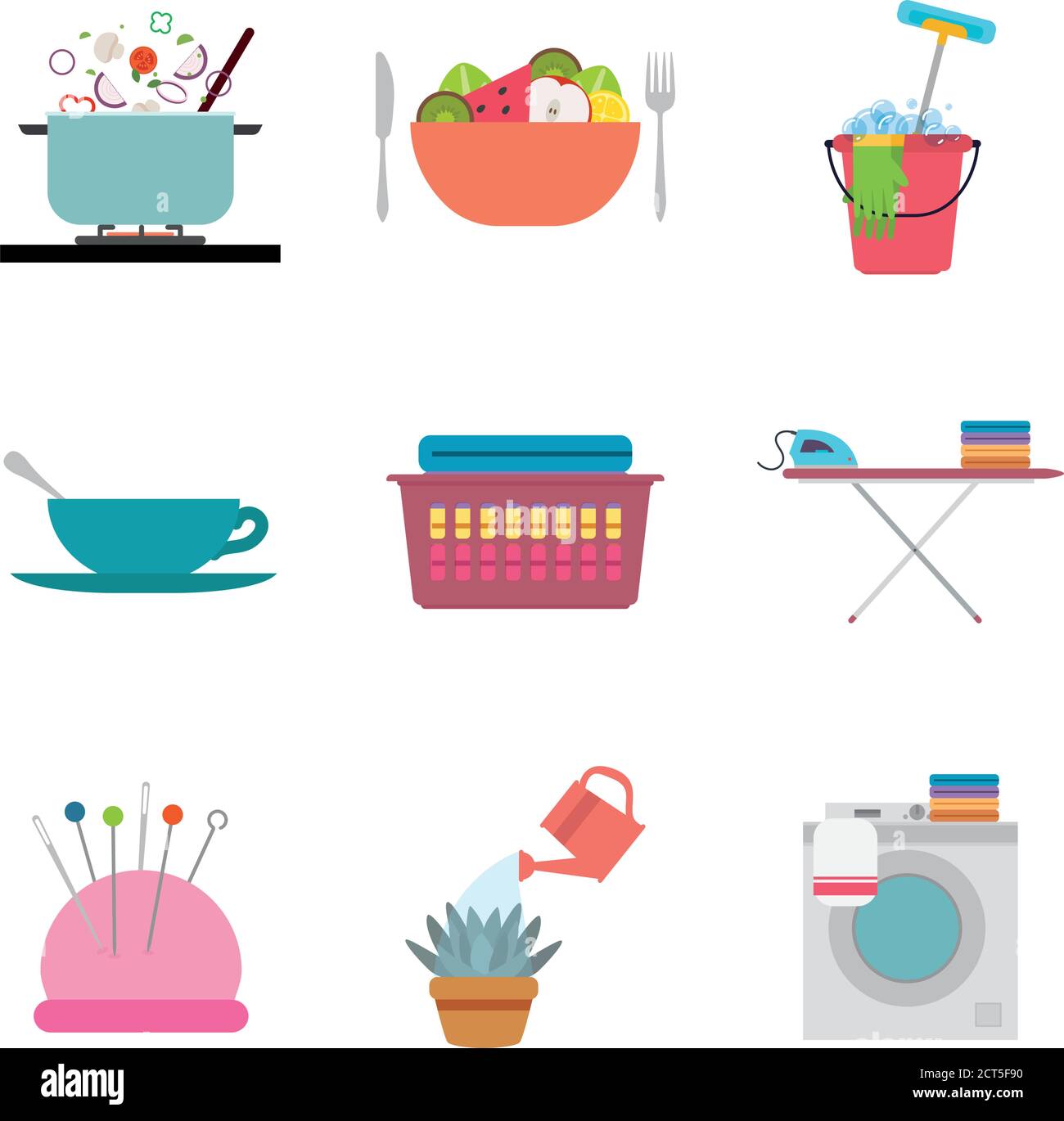 Set of housework icons. Home activities - Vector Stock Vector Image ...