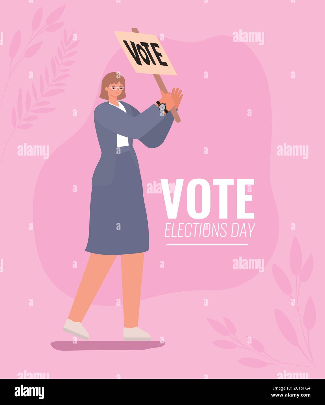 Woman cartoon with vote banner and leaves vector design Stock Vector ...