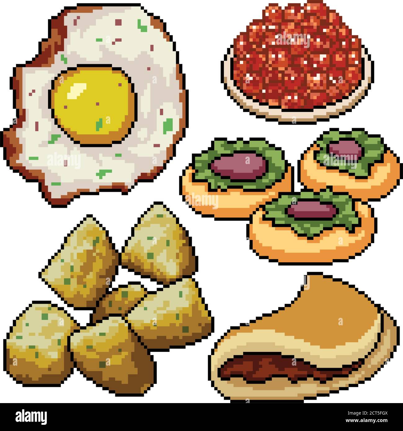 pixel art set isolated breakfast snack Stock Vector Image & Art - Alamy