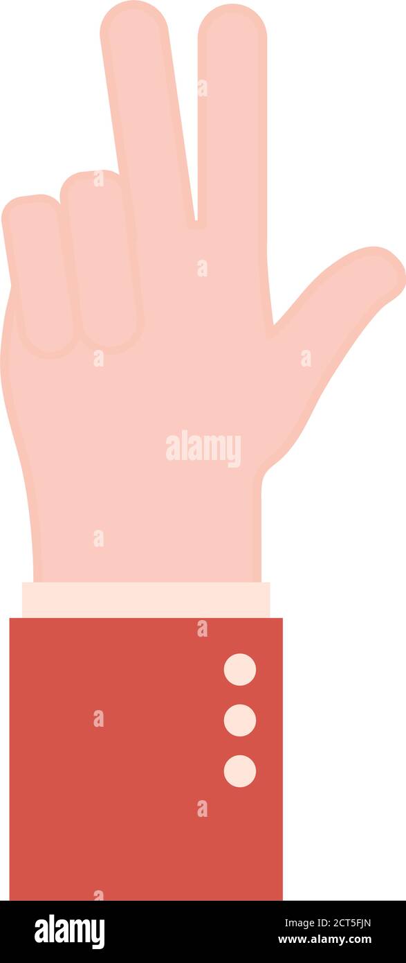 v hand sign language flat style icon vector design Stock Vector Image ...