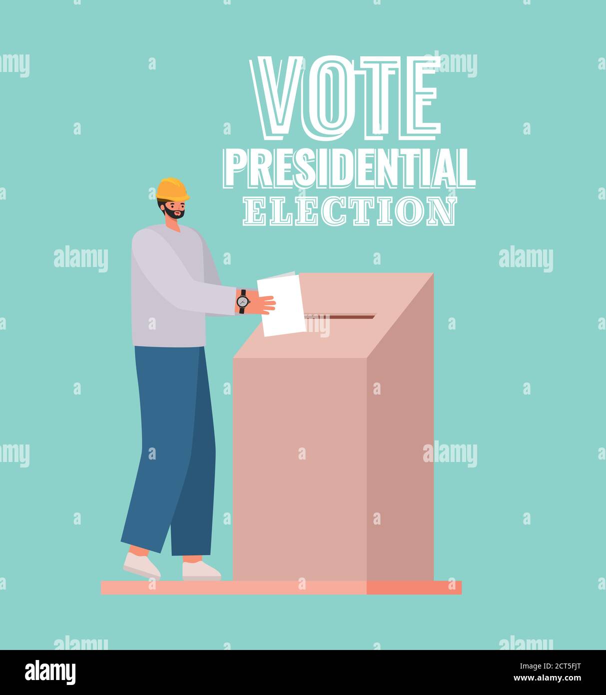 man and voting box with vote presidential election text vector design ...