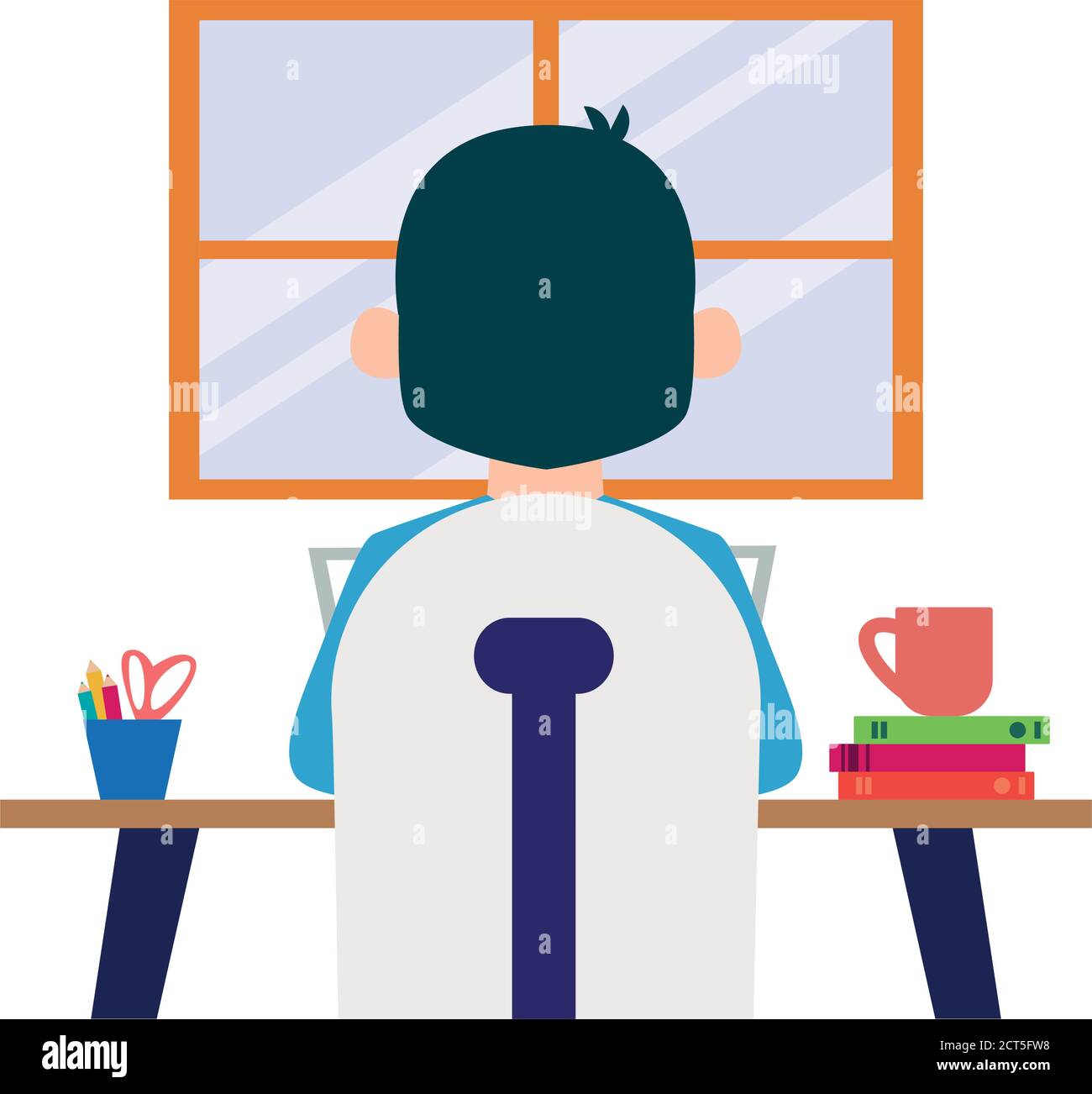 Boy studying in home. Home education - Vector Stock Vector Image & Art ...