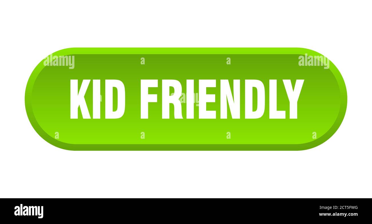 kid friendly button. rounded sign isolated on white background Stock ...