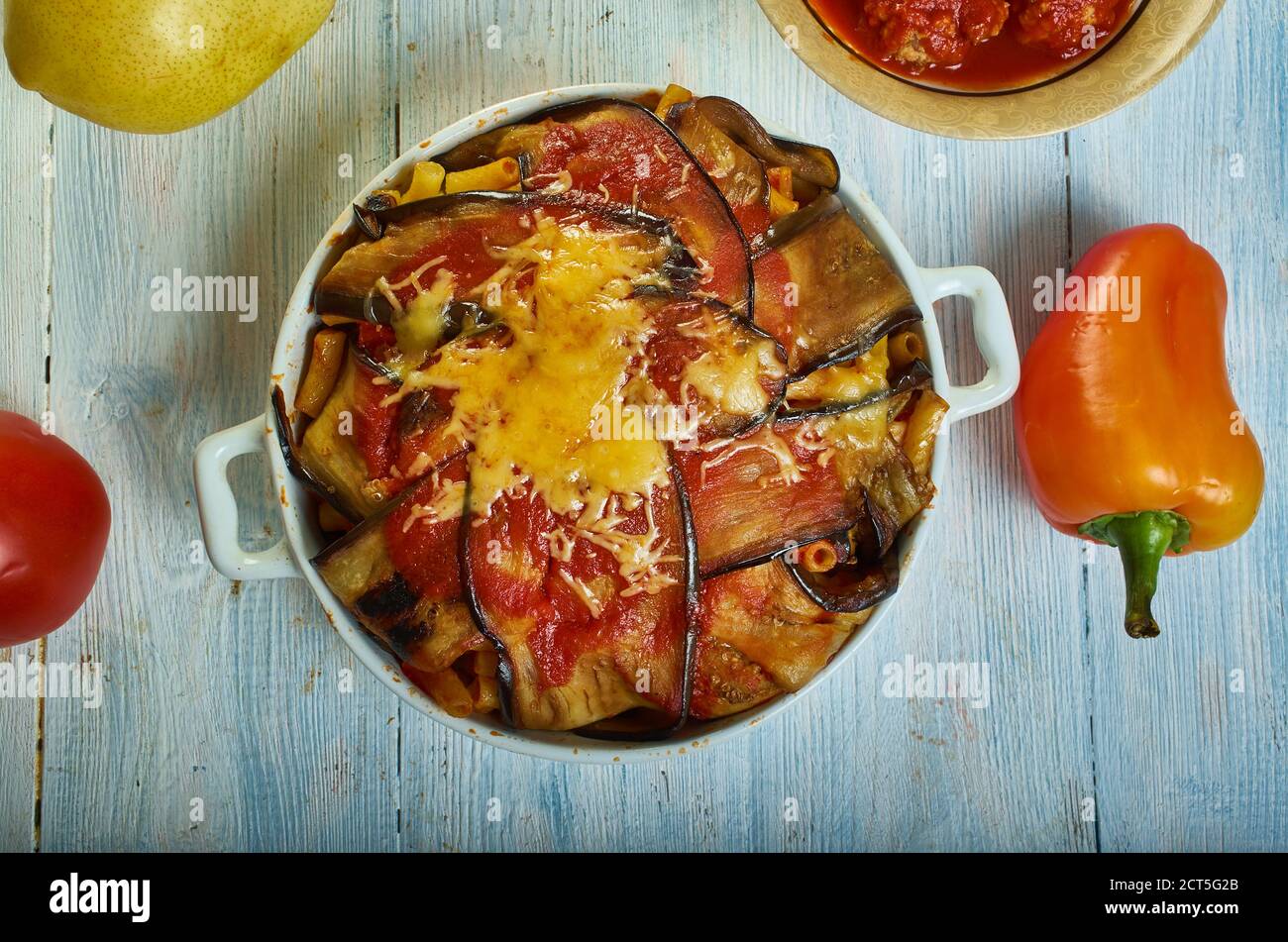 Ricotta Eggplant Pasta Timbale, Sicilian cuisine, Traditional assorted ...