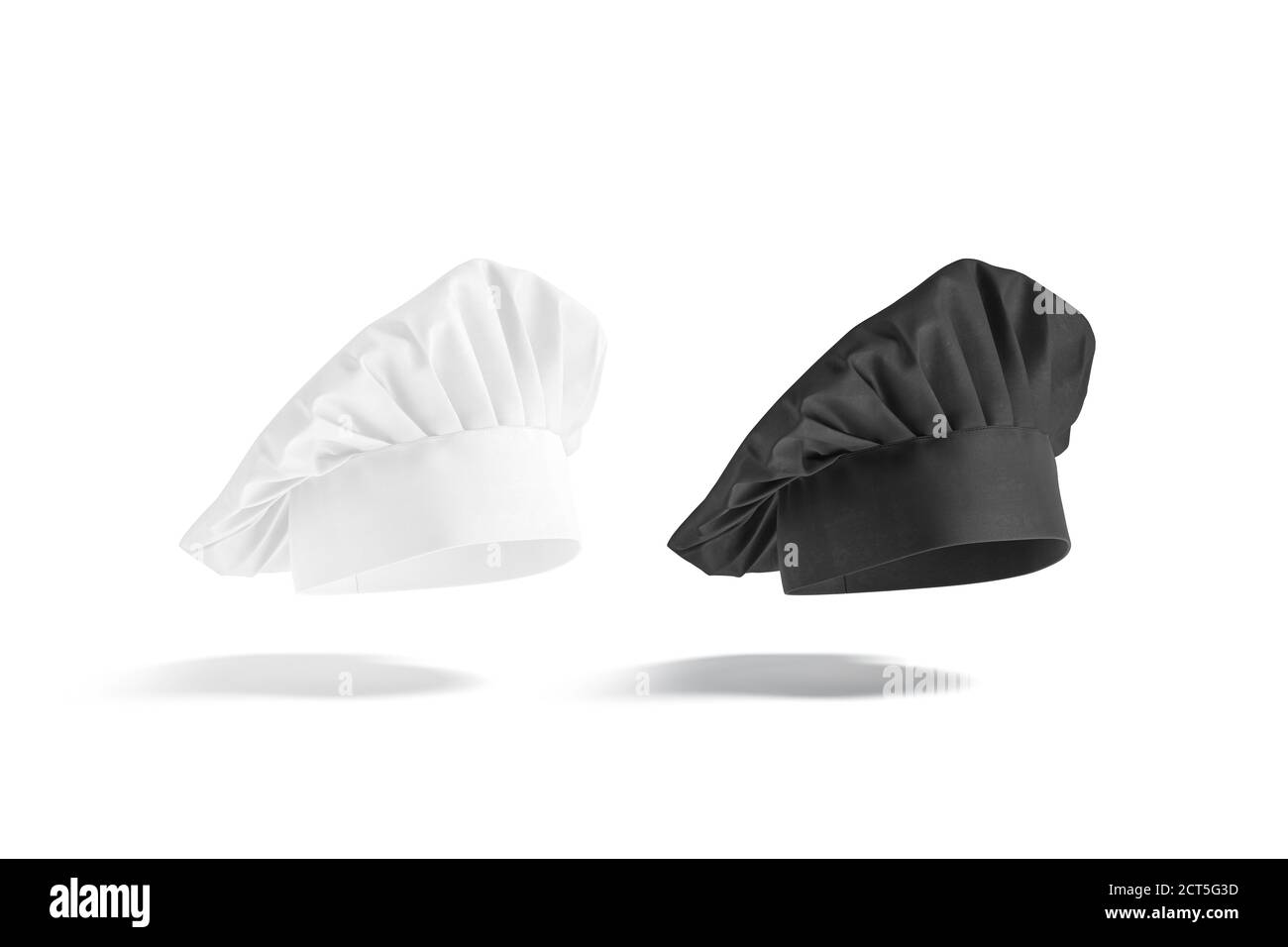 Blank black and white chef hat mock up, no gravity Stock Photo - Alamy
