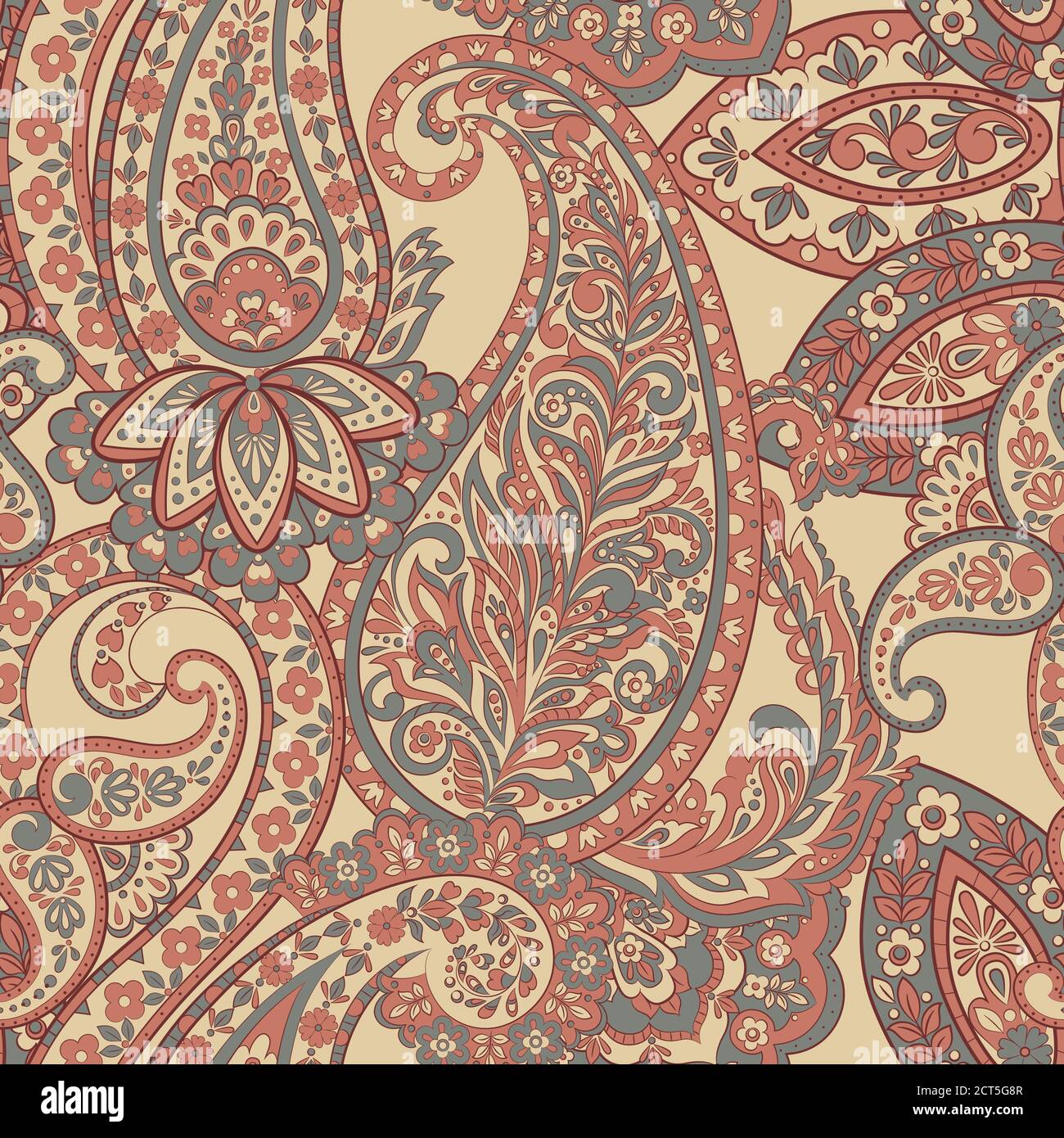 Seamless pattern with paisley ornament. Vector illustration Stock ...
