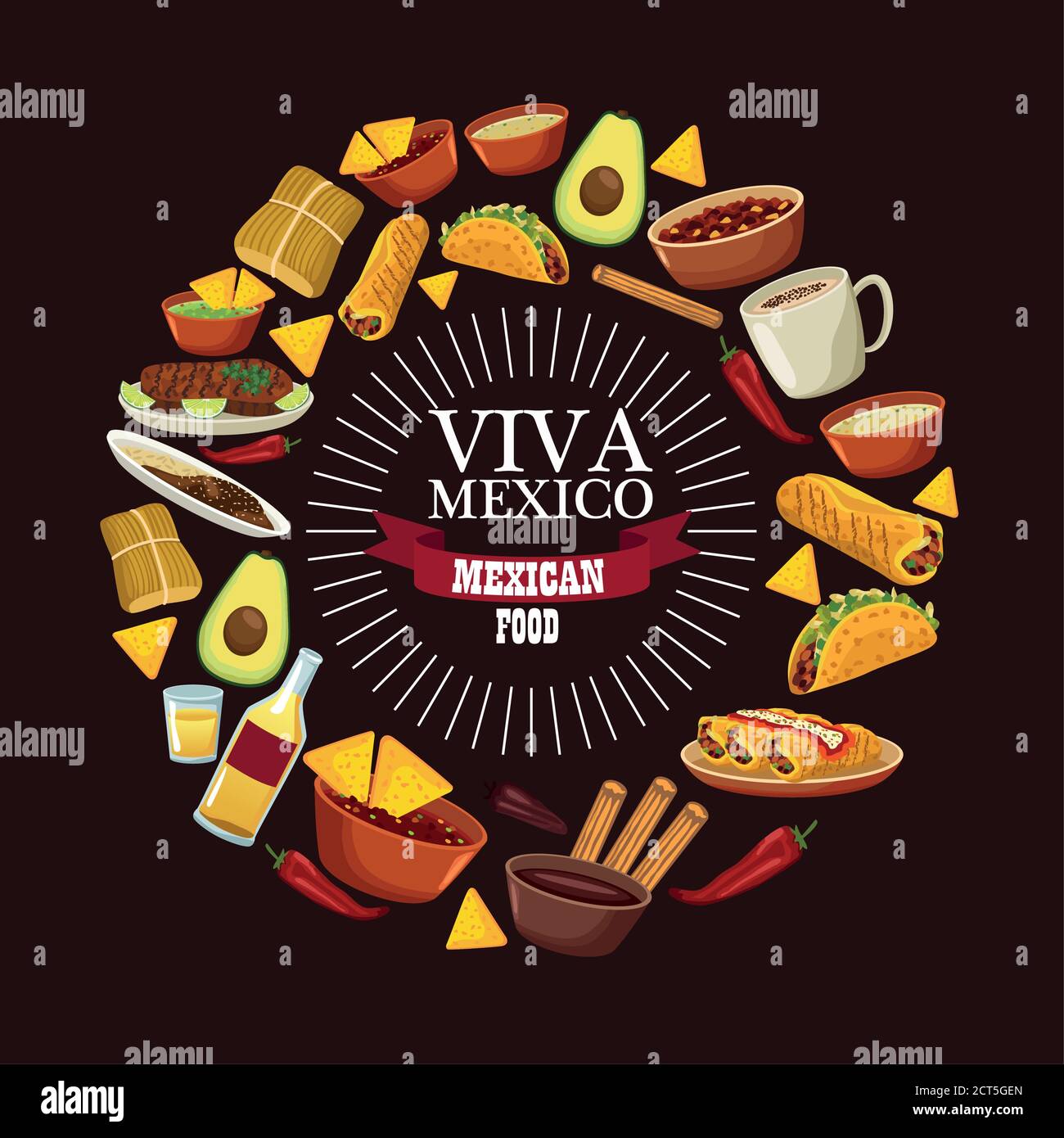 viva mexico lettering and mexican food poster with menu around vector ...