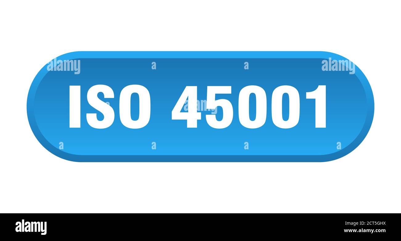 iso 45001 button. rounded sign isolated on white background Stock ...