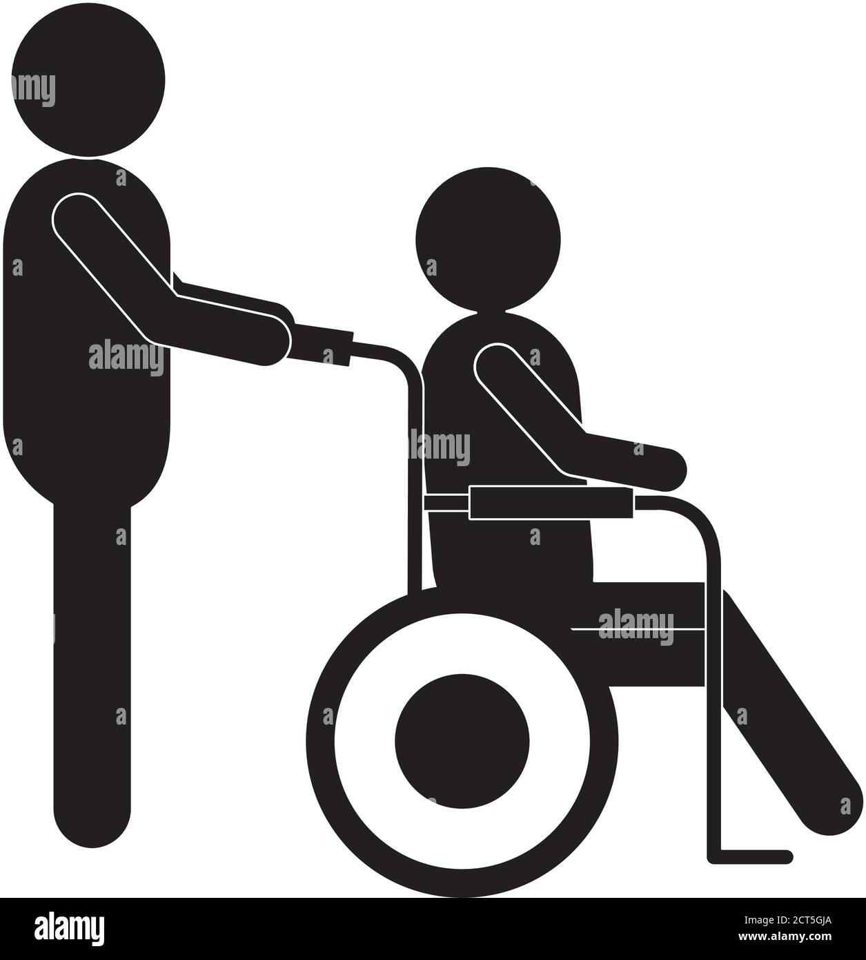 man helping other on wheelchair silhouette style icon vector design ...
