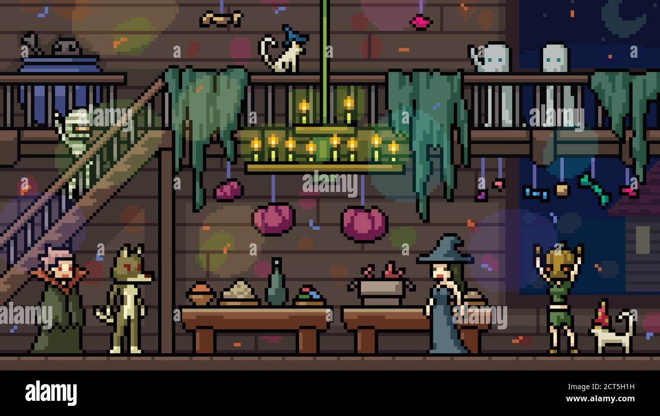 pixel art set isolated halloween party Stock Vector Image & Art - Alamy