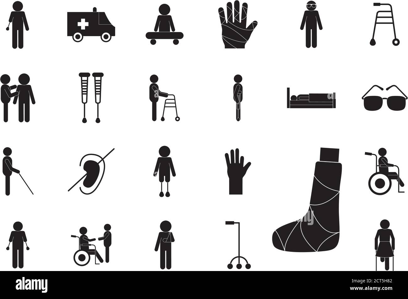 Handicapped silhouette style collection of icons vector design Stock ...