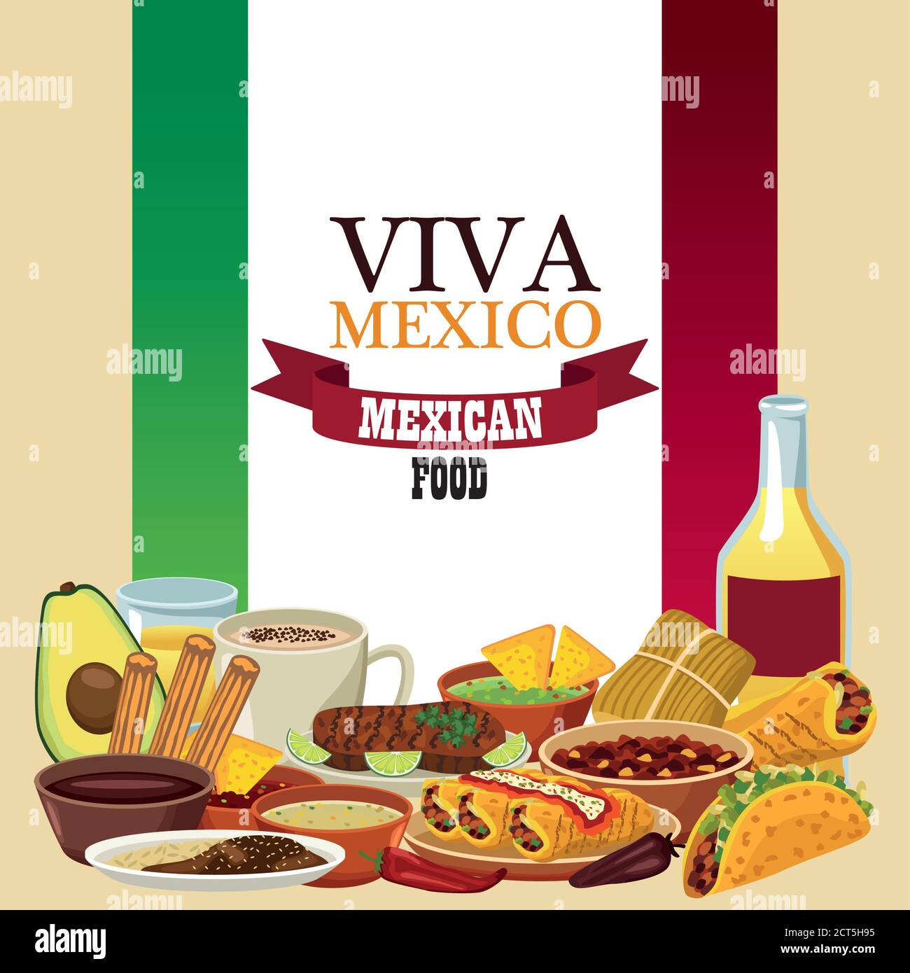 viva mexico lettering and mexican food poster with tequila and menu in ...