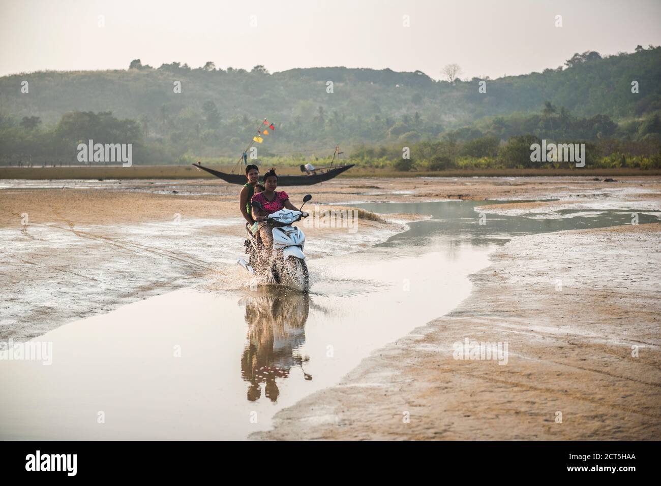 Motorcycle at Tizit Beach, Dawei Peninsula, Tanintharyi Region, Myanmar ...