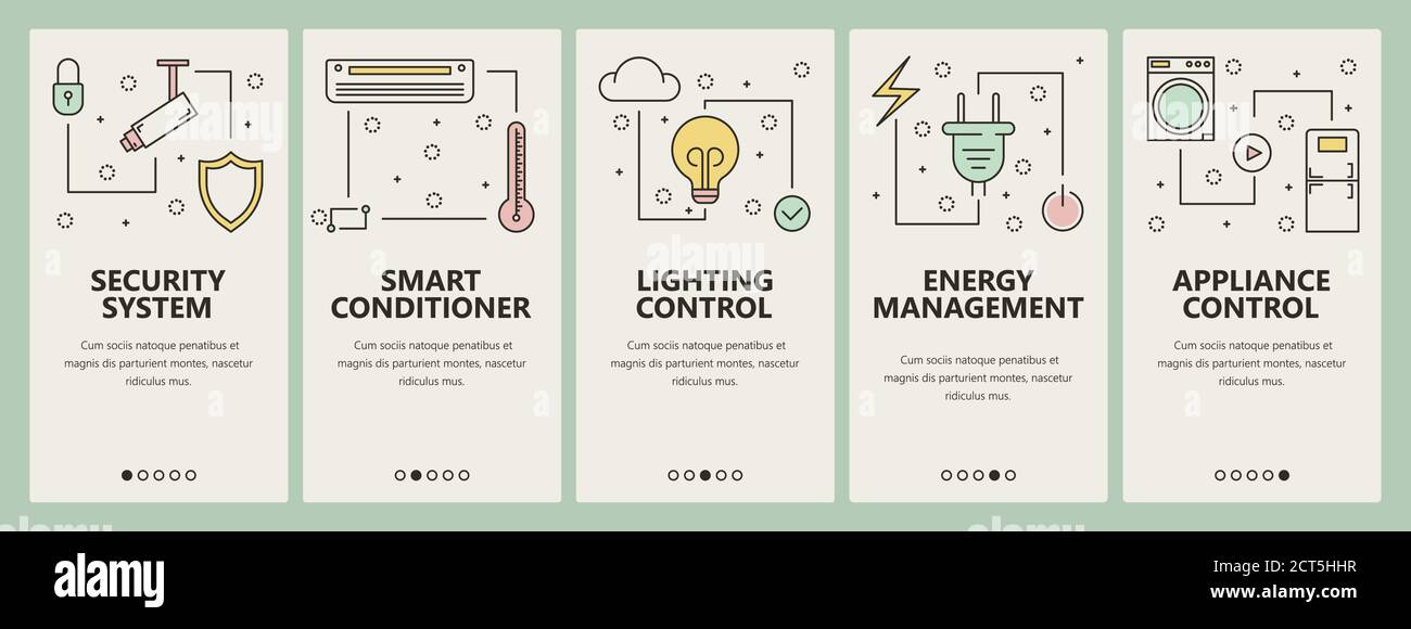 Vector thin line flat design smart home concept vertical banners Stock ...