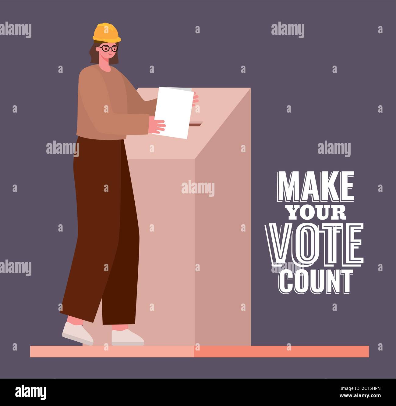 woman and voting box with make your vote count text vector design Stock ...