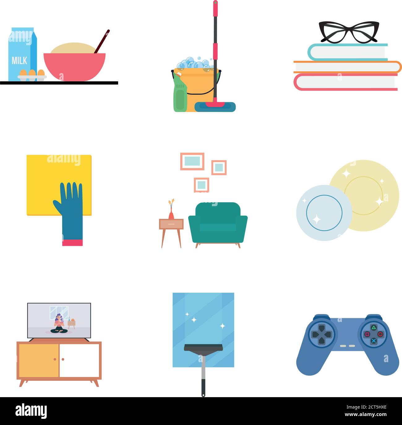 Set of housework icons. Home activities - Vector Stock Vector Image ...