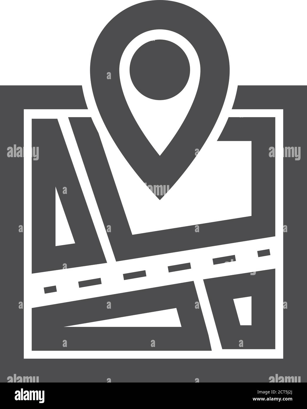 Pin location map icon in thick outline style. Black and white ...